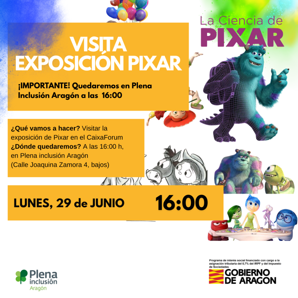 Visita a la exposición de Pixar en Caixaforum - Plena Inclusión Aragón